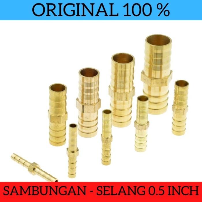 Jual Sambungan Selang Bahan Kuningan Ukuran Selang 1/2 Inch 12mm Brass ...