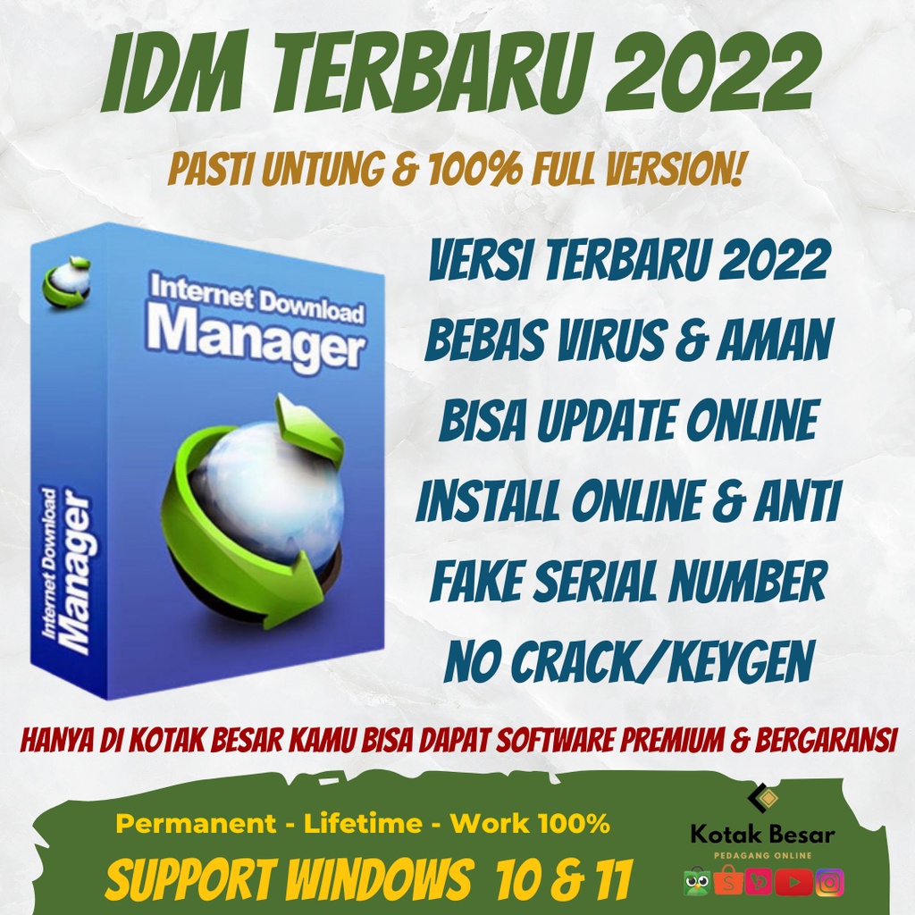 Jual [IDM] Internet Download Manager Full Version - Lifetime Support windows 11 | Shopee Indonesia