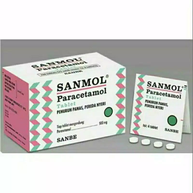 Jual Sanmol tablet parasetamol 500mg (kemasan strip isi 4 tablet ...