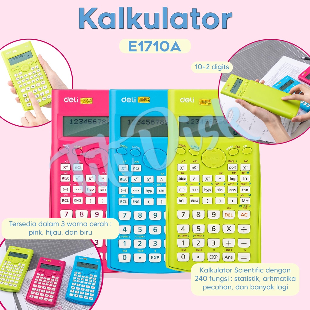 Jual Kalkulator Scientific Deli 240 Fungsi 10+2 Digits Display besar ...
