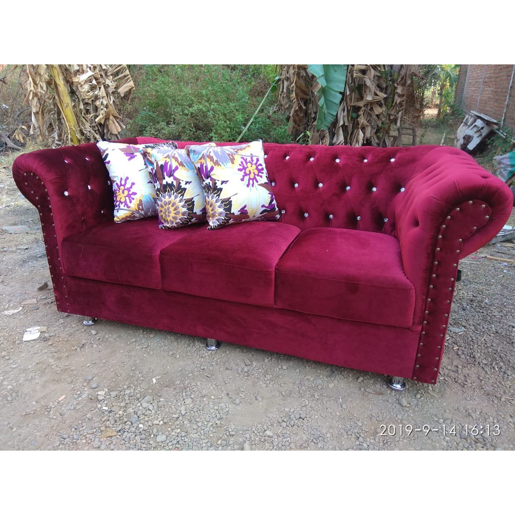 Jual sofa seribu kancing 3 seater murah | Shopee Indonesia