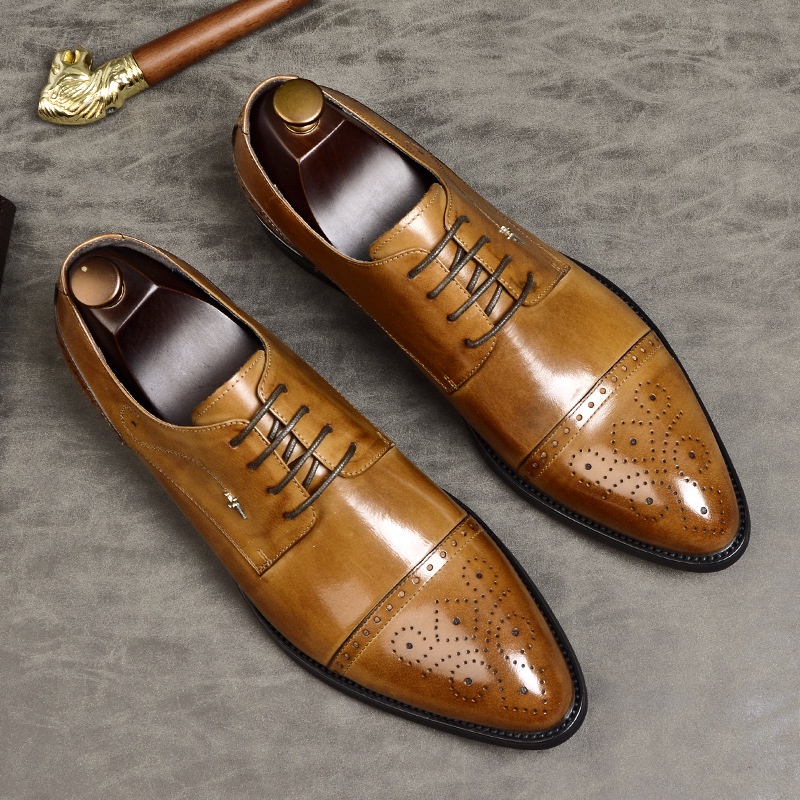 Jual Tiga Joint Business Formal Menunjuk Toe Sepatu Kasual Pria Kulit ...