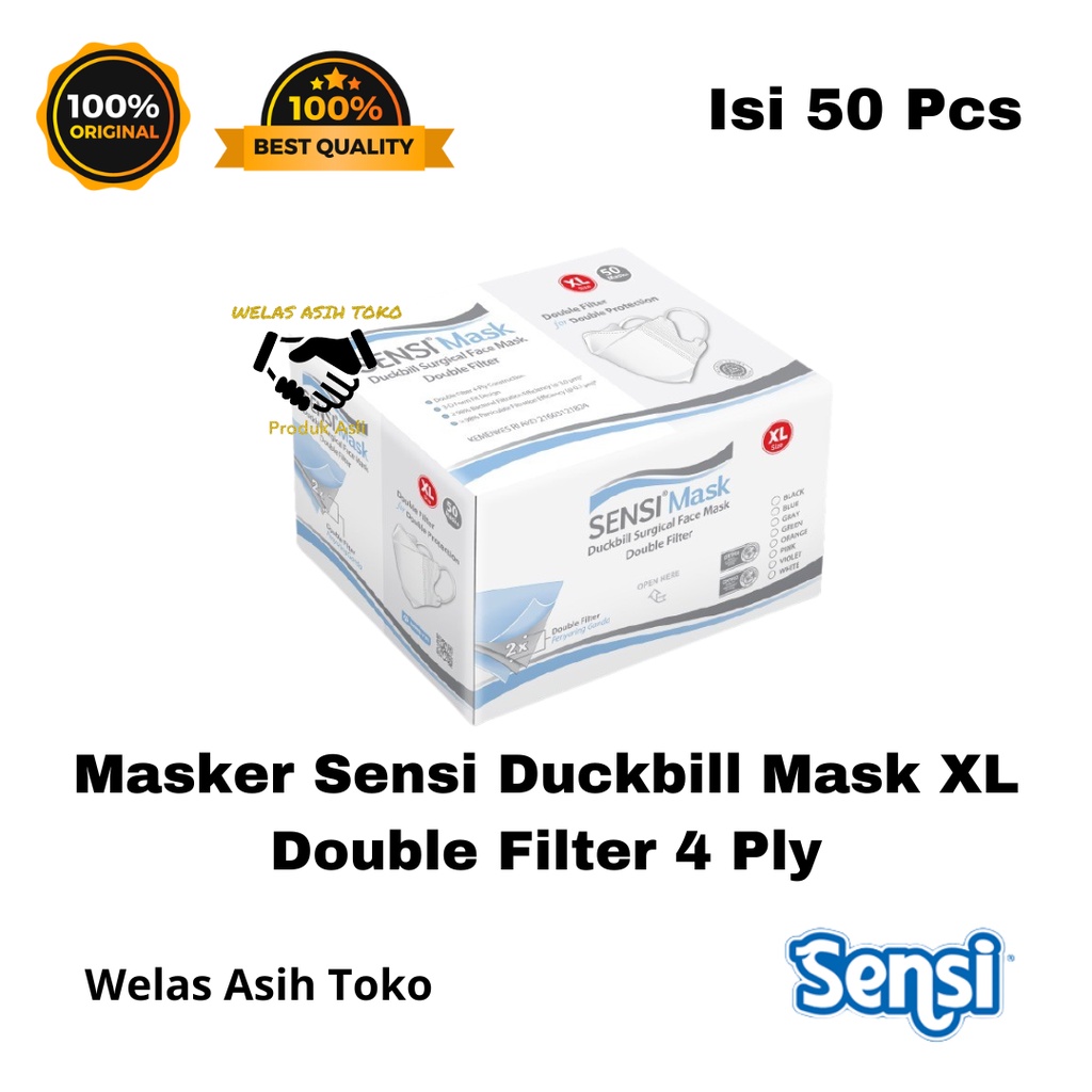 Jual Masker Sensi Duckbill Mask Ukuran XL-4 Ply Double Filter-Isi 50 ...