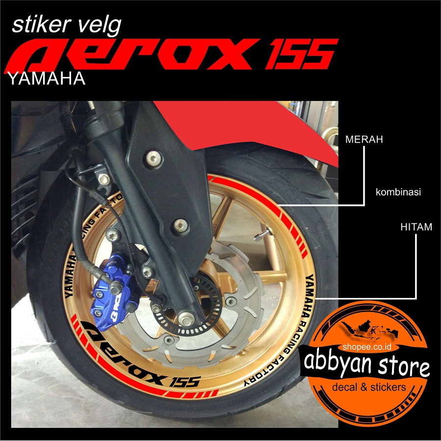 Jual Stiker Velg Sticker Motor Decal Yamaha Aerox velg Gold Bisa Custom ...