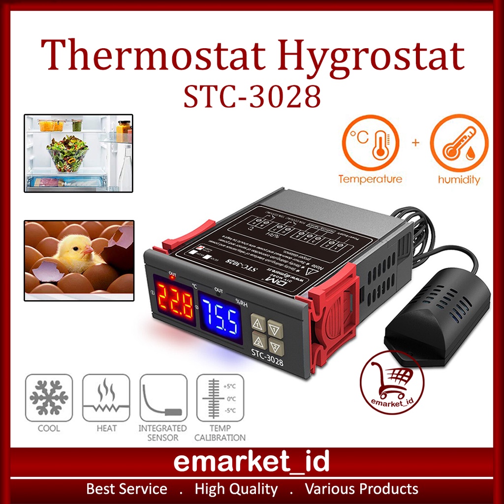 Jual Thermostat Hygrostat Digital STC-3028 / Pengatur Suhu Kelembaban / Temperature Humidity ...