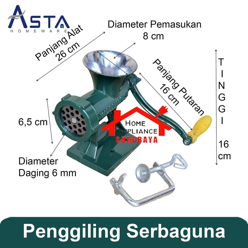 Jual Alat Penggiling Gilingan Daging Serbaguna Meat Mincer NO 6 Asta ...