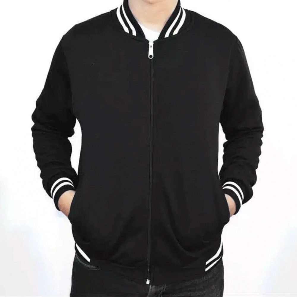 Jual Jaket Varsity Baseball Hitam Polos Zipper Jumbo Bigsize Ukuran S ...