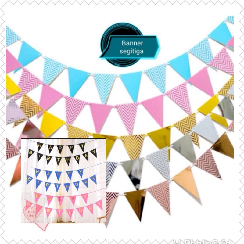 Jual BANNER SEGITIGA GOLD WARNA WARNI silver hijau vintage | Shopee ...