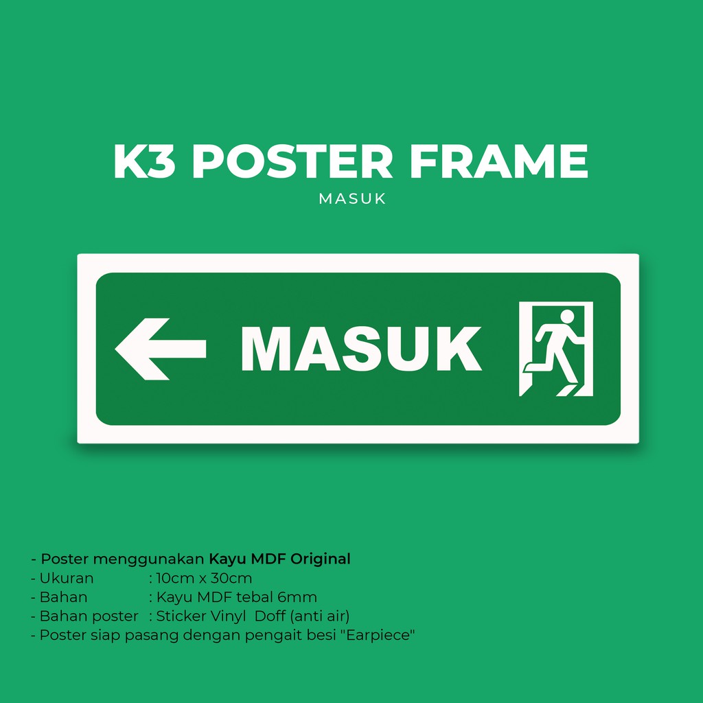 Jual [BM Poster Frame K3/HSE] MASUK KIRI || Poster Frame / Sign Board ...