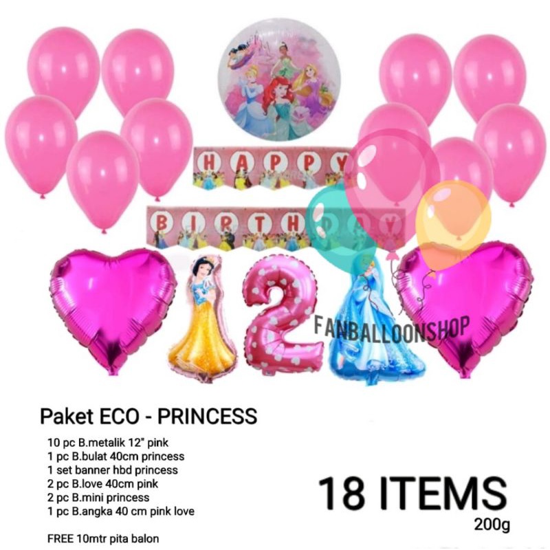 Jual Set Paket Balon Birthday Princess Dekorasi Ulang Tahun / Paket ...