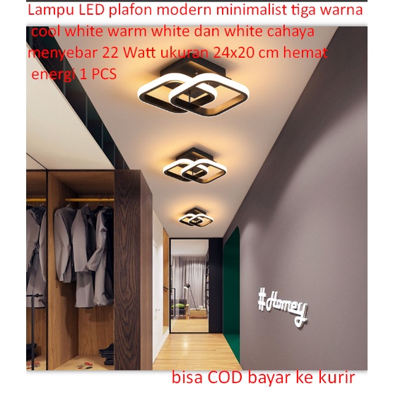 Jual Lampu LED plafon modern minimalist tiga warna cool white warm ...