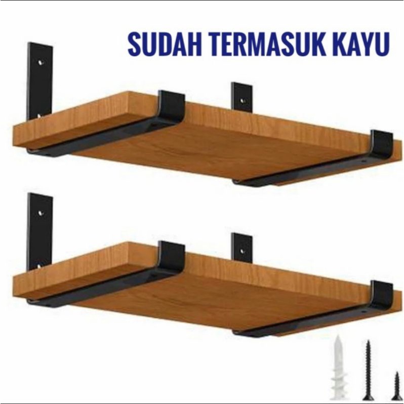 Jual rak dinding kayu minimalis 30cm , rak dinding besi, rak serbaguna ...