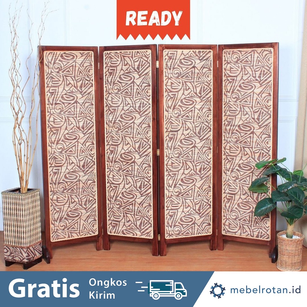 Jual SKETSEL KAYU BATIK 4 DAUN | PEMBATAS PENYEKAT RUANGAN | WOOD ...
