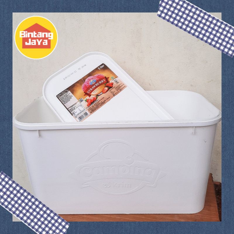 Jual ember/box bekas es krim bahan plastik 5 liter dicuci bersih, dengan tutupnya | Shopee Indonesia