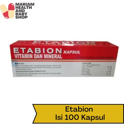 Jual Etabion Box Isi 100 Kapsul - Suplemen Vitamin Dan Mineral Untuk ...
