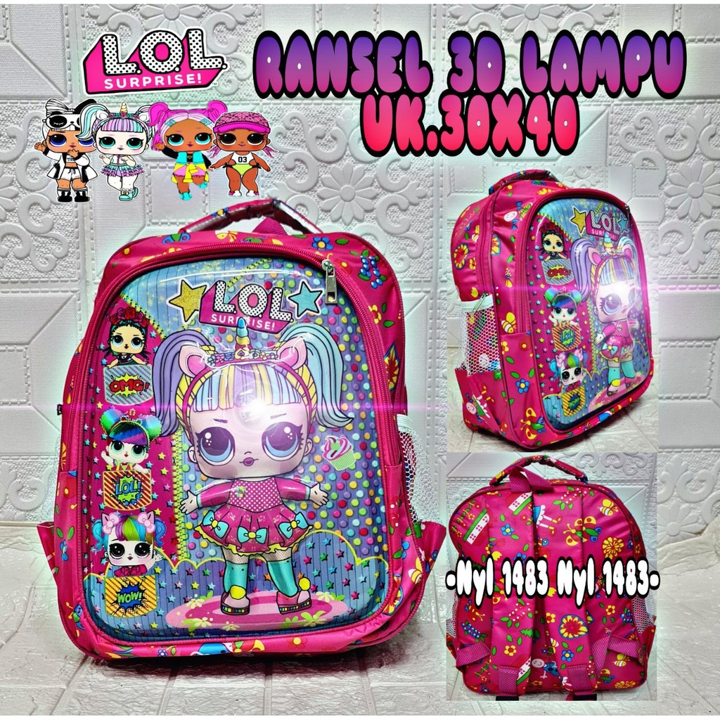 Jual Tas Ransel Anak Perempuan LOL 3D LED / Tas Sekolah Anak SD LOL LED ...