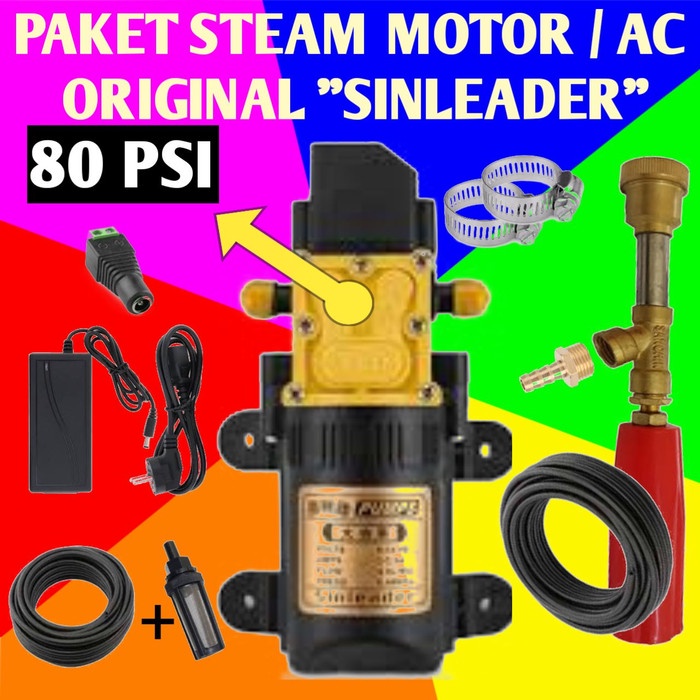 Jual PAKET CUCI MOTOR AC STEAM MOBIL SPRAYER GUN DINAMO POMPA DC 12V 80 ...