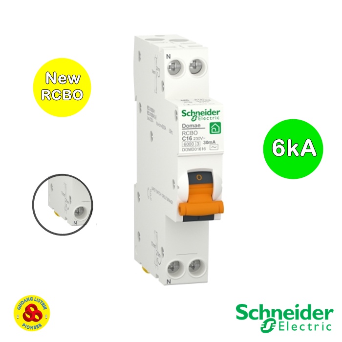 Jual Schneider New RCBO Slim 1P+N 16A 30mA DOMD01616 16 Ampere | Shopee ...