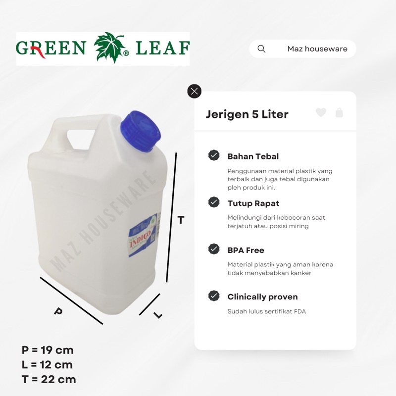 Jual Jerigen Dirigen Jrigen Botol Minyak Botol Bensin ukuran 5L / 5000ml Tebal Anti Pecah ...