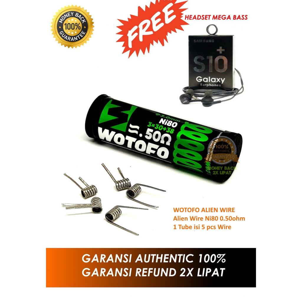 Jual WOTOFO ALIEN WIRE Coils 0.50 Ohm Coil Wire Evaporator Ni80 JAMIN ...