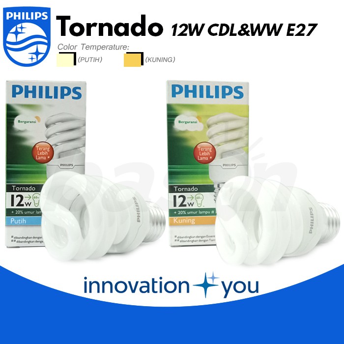 Jual PHILIPS Tornado 12W | Lampu Spiral Hemat Energi | E27 | Shopee Indonesia