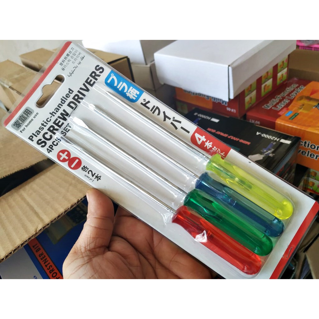 Jual obeng panjang set 4pcs 18cm belimbing plus minus 4mm 5mm obeng ...