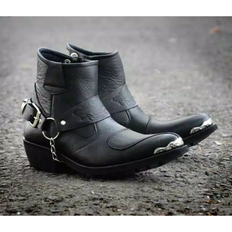 Jual Sepatu Pria Jenggel Kulit Cowboy Biker Boots Sepatu Pria Moge ...
