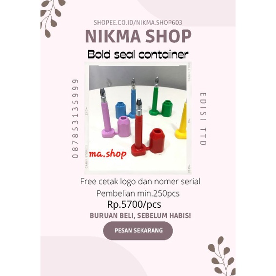 Jual bold seal container - free cetak logo dan nomer serial (min ...