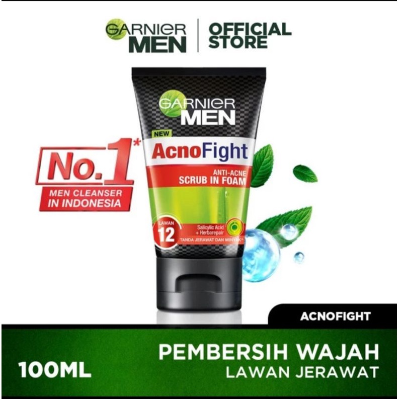 Jual Garnier Men Acno Fight Anti-Acne Scrub In Foam Cleanser 100ml | Shopee Indonesia