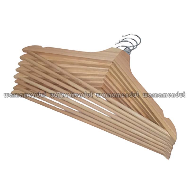 Jual Hanger gantungan baju pakaian kayu solid lebar 43cm WMO IK8538 ...