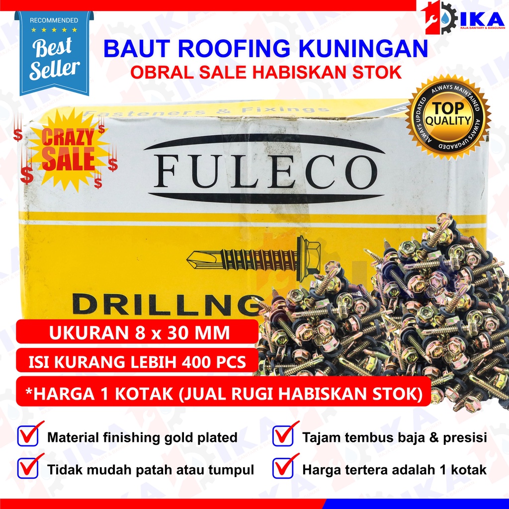 Jual CRAZY SALE | Baut Roofing 8 x 30 / Mata Baut Ruping Baja Ringan ...