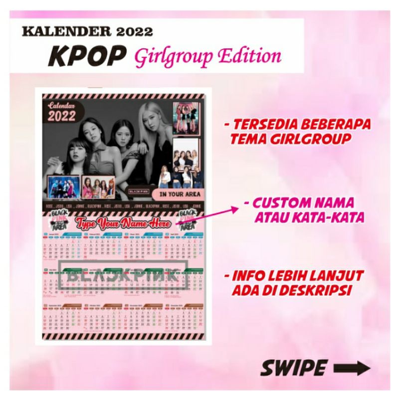 Jual Kalender 2025 Tema KPOP Girlband Custom Nama Uk A3 | Shopee Indonesia