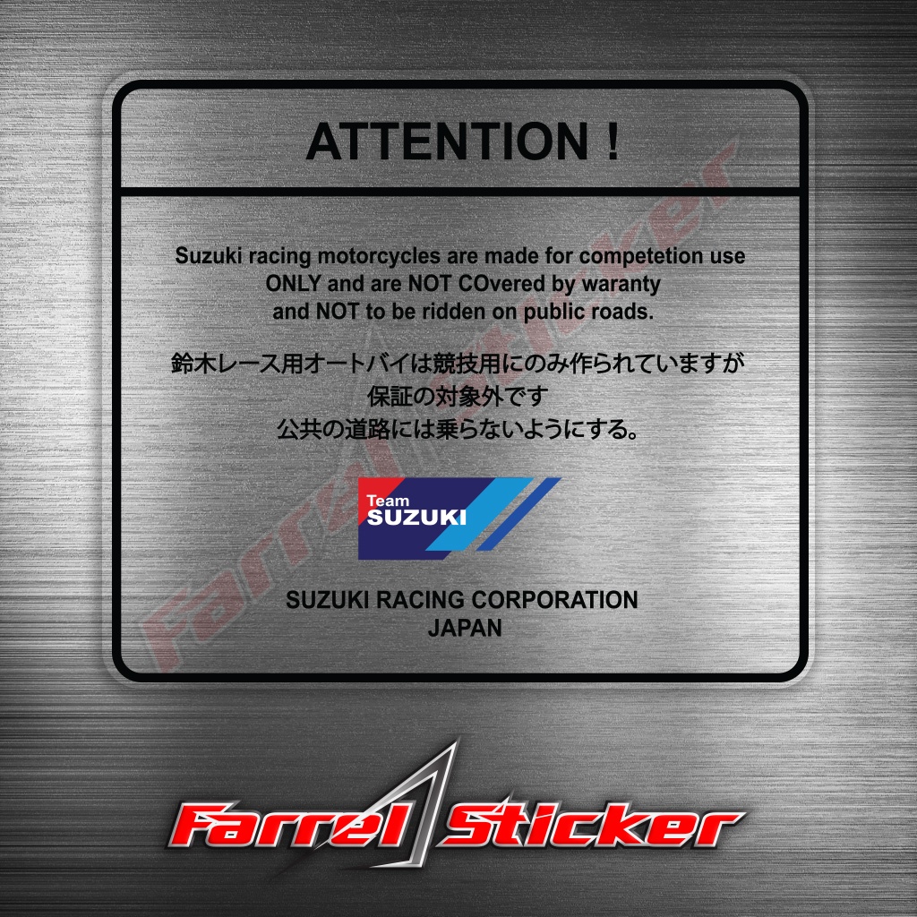 Jual Stiker Sticker Transparan Warning Attention TEAM SUZUKI Japan ...