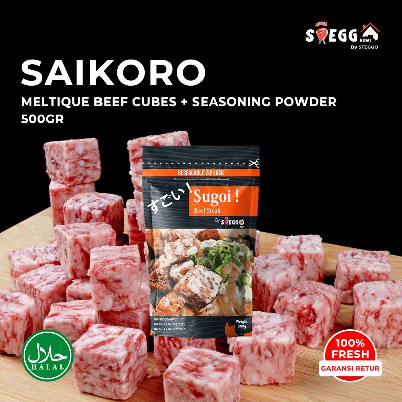 Jual Saikoro Beef Wagyu Meltique. Beef Wagyu Cubes Steak 1/2 KG. Daging ...