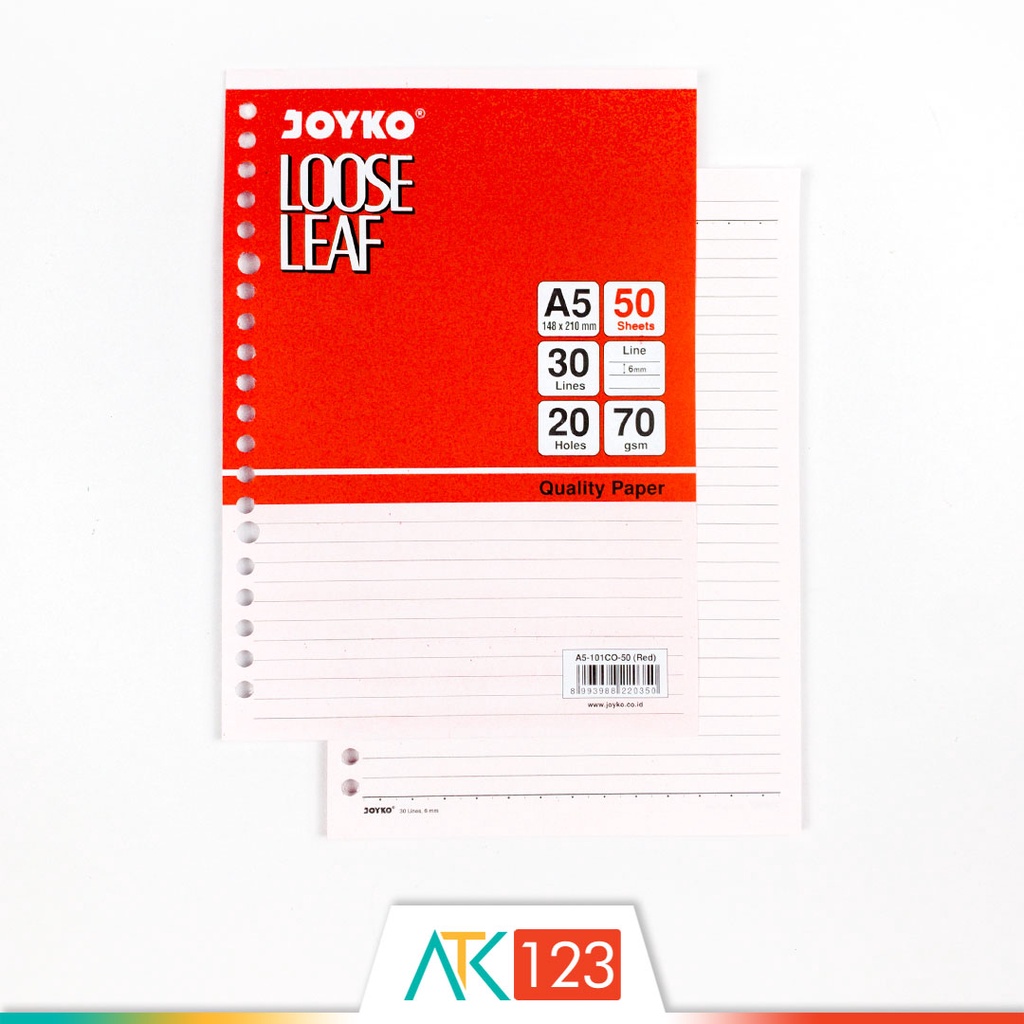 Jual Isi / Refill Kertas Binder / Loose Leaf Warna / Color A5 , 20 Holes isi 50 Lembar Joyko ...