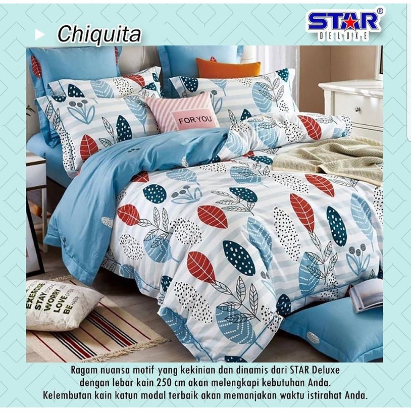 Jual Bahan kain sprei meteran katun lokal CVC Star motif daun Chiquita ...