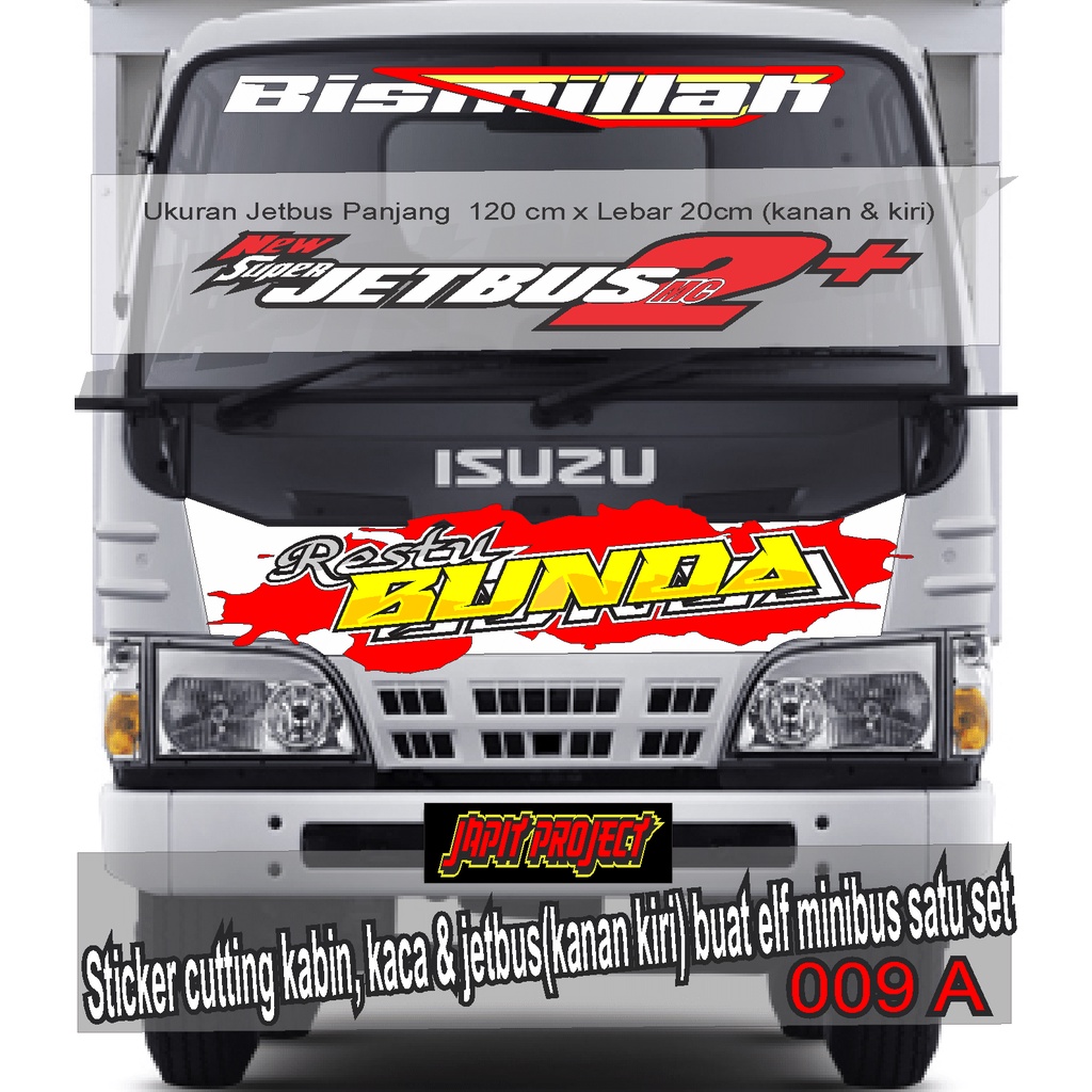 Jual STIKER CUTTING VARIASI ELF MINI BUS 1 SET KABIN DEPAN TULISAN ...