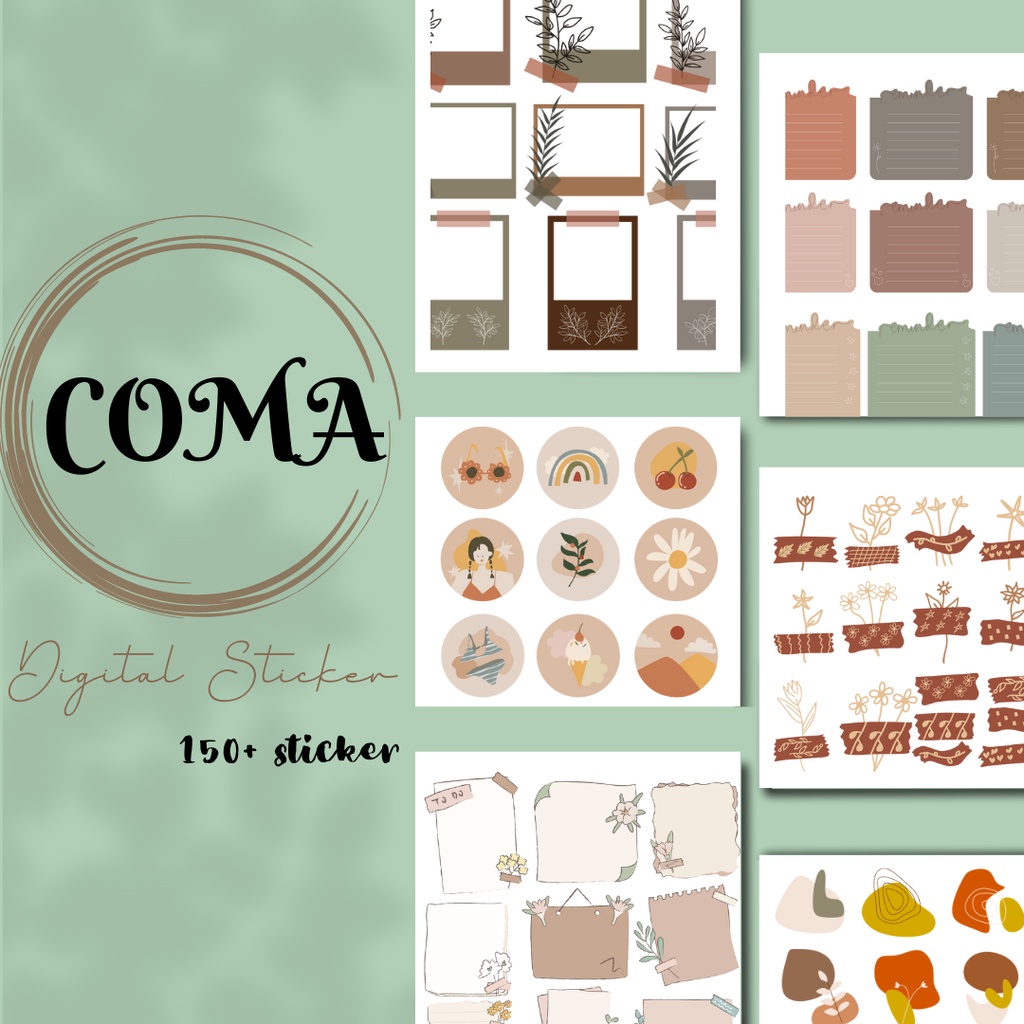 Jual Sticker Digital Pre-crop Functional Aesthetic Colorful --- Coma ...