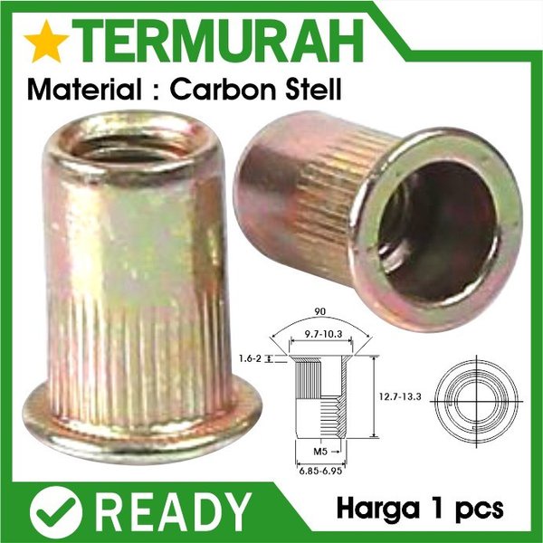 Jual M5 Mur Rivet Nut Rivnut Kuning Besi Carbon Steel Nutsert Tanam insert | Shopee Indonesia