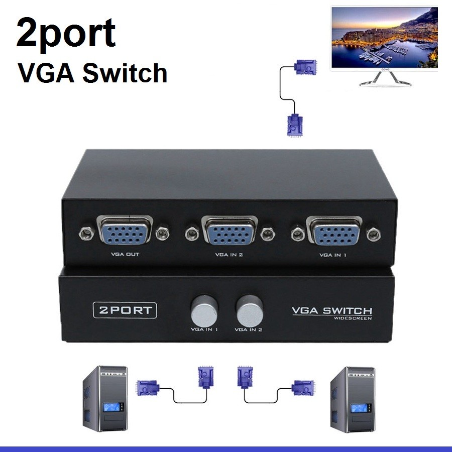 Jual VGA Switch 2port / VGA Switcher 2 port ( 2 INPUT 1 OUTPUT ) | Shopee Indonesia