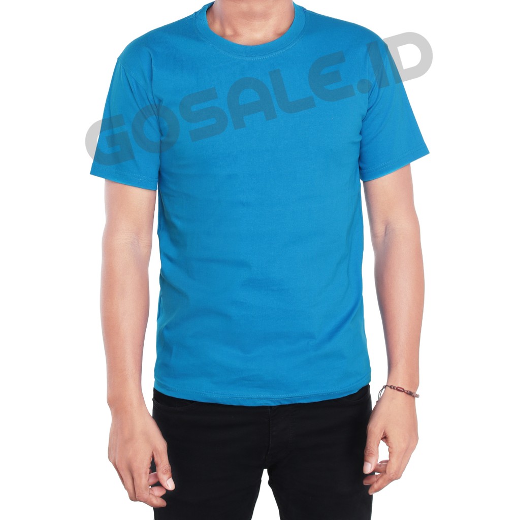 Jual Kaos Katun/Cotton Polos Oblong Biru Turkis Lengan Pendek | Shopee Indonesia