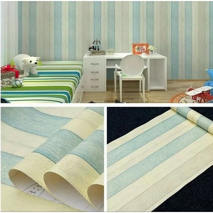Jual WALLPAPER DINDING MURAH / WALLPAPER MOTIF KAYU DUA WARNA HIJAU CREAM 45 CM x 9 - 10 M ...