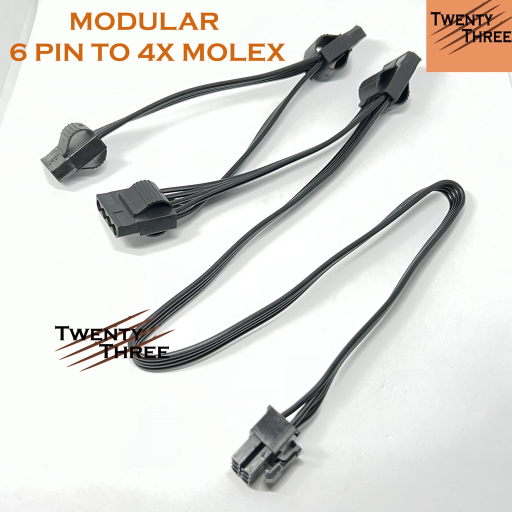 Jual Kabel modular power 6 pin to 4x molex IDE 4 pin 4pin psu adapter ...