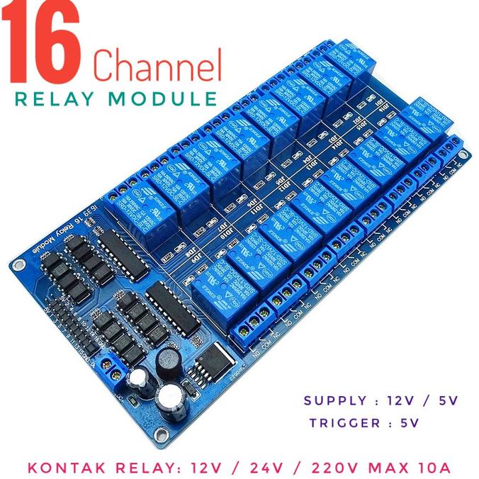 Jual Relay Module 16 Channel 5V 12V for Arduino Compatible | Shopee ...