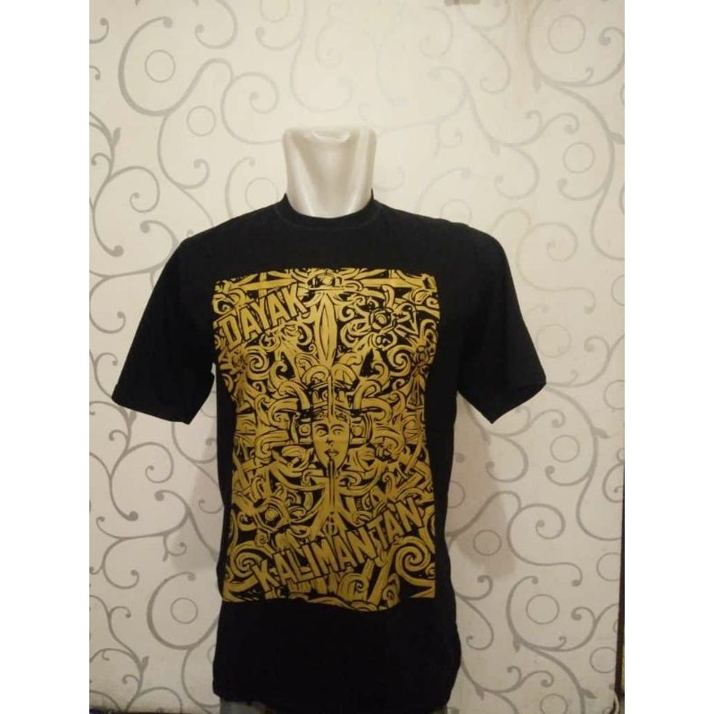Jual baju kaos motif dayak kalimantan corak kuning | Shopee Indonesia