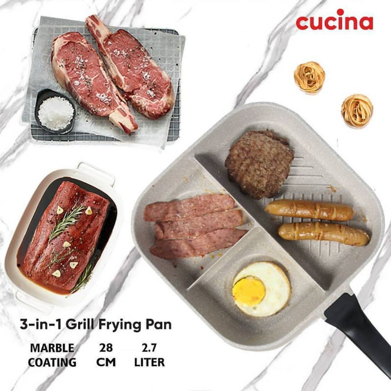 Jual Wajan 3 in 1 sekat Granite Grill Frying Pan Teflon Panci Murah ...