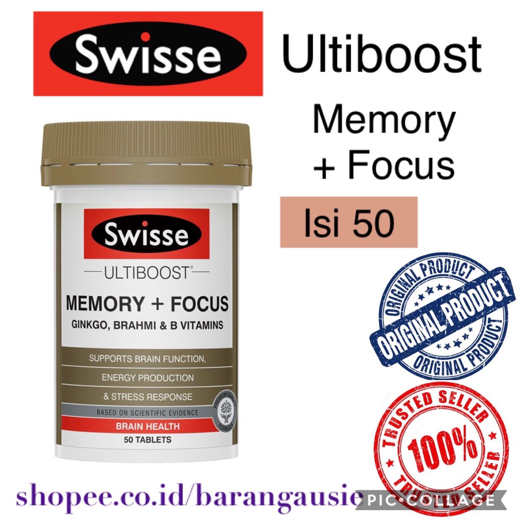 Jual Swisse Ultiboost Memory + Focus 50 Tablet Ginkgo , Brahmi ...