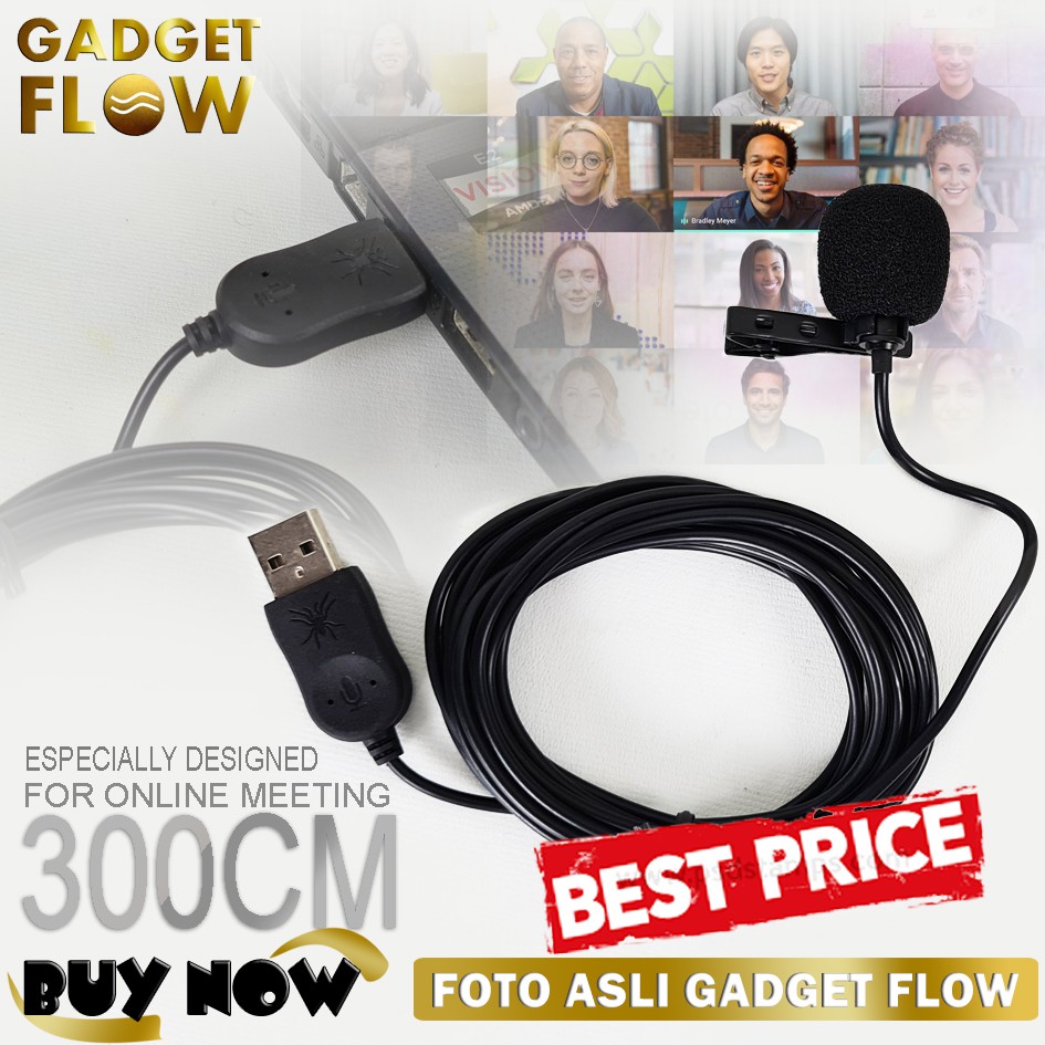 Jual TERMURAH Mic Microphone Clip On USB PC Laptop 150cm 300cm Zoom ...