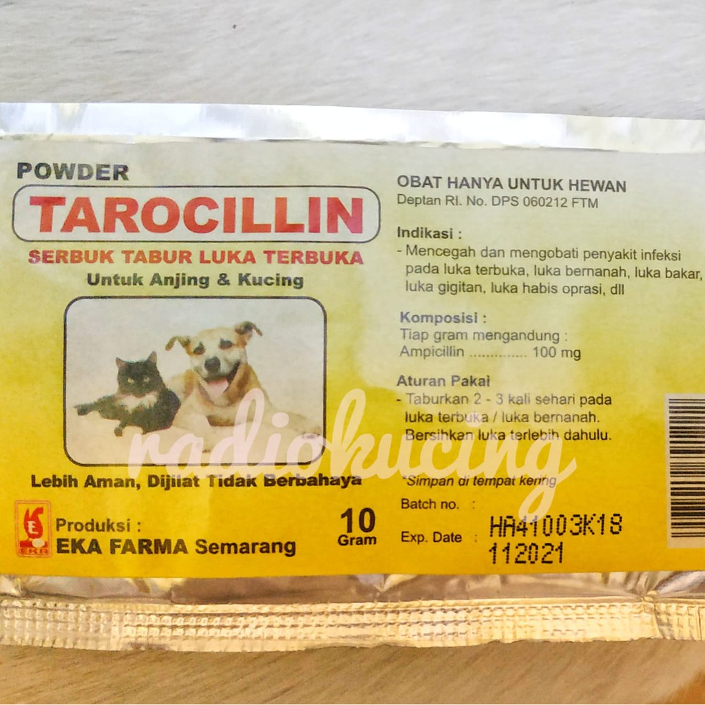 Jual Tarocillin 10 gram Sachet Obat Serbuk Tabur Luka Terbuka Anjing ...