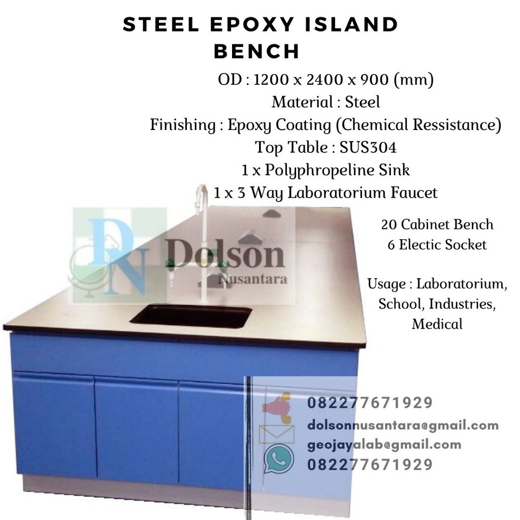 Jual Steel Epoxy Island Bench Laboratorium Laboratory Chemical ...
